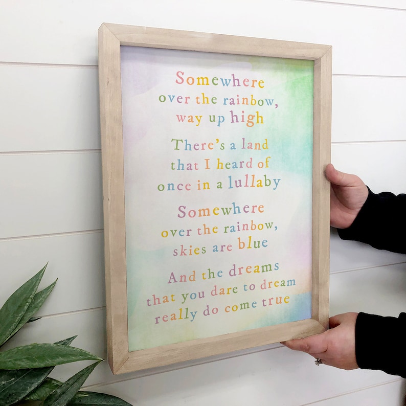 Somewhere Over the Rainbow - Song Quote Canvas Art - Framed - Etsy