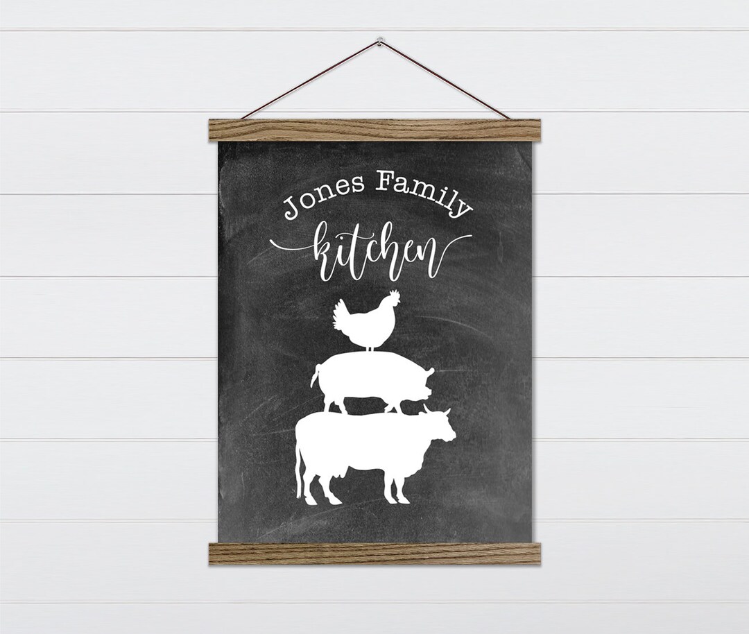 Family Kitchen Farm Animals - Custom Farmhouse Kitchen Sign - Custom ...