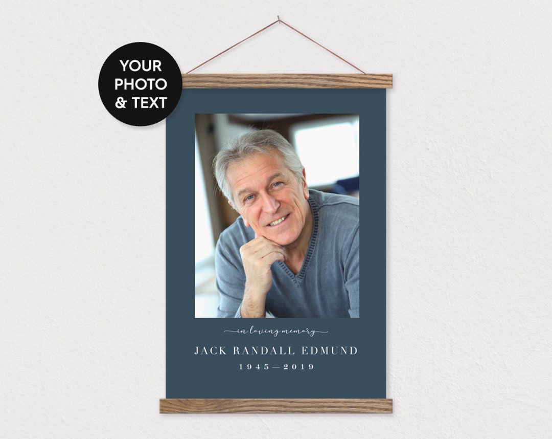 In Loving Memory - Funeral Photo Canvas With Hanging Frame - Any Text ...