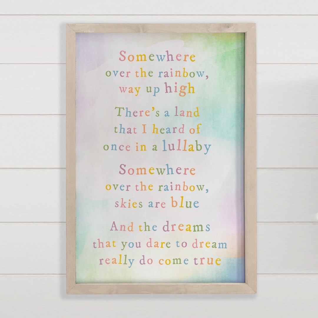 Somewhere Over the Rainbow - Song Quote Canvas Art - Framed - Etsy