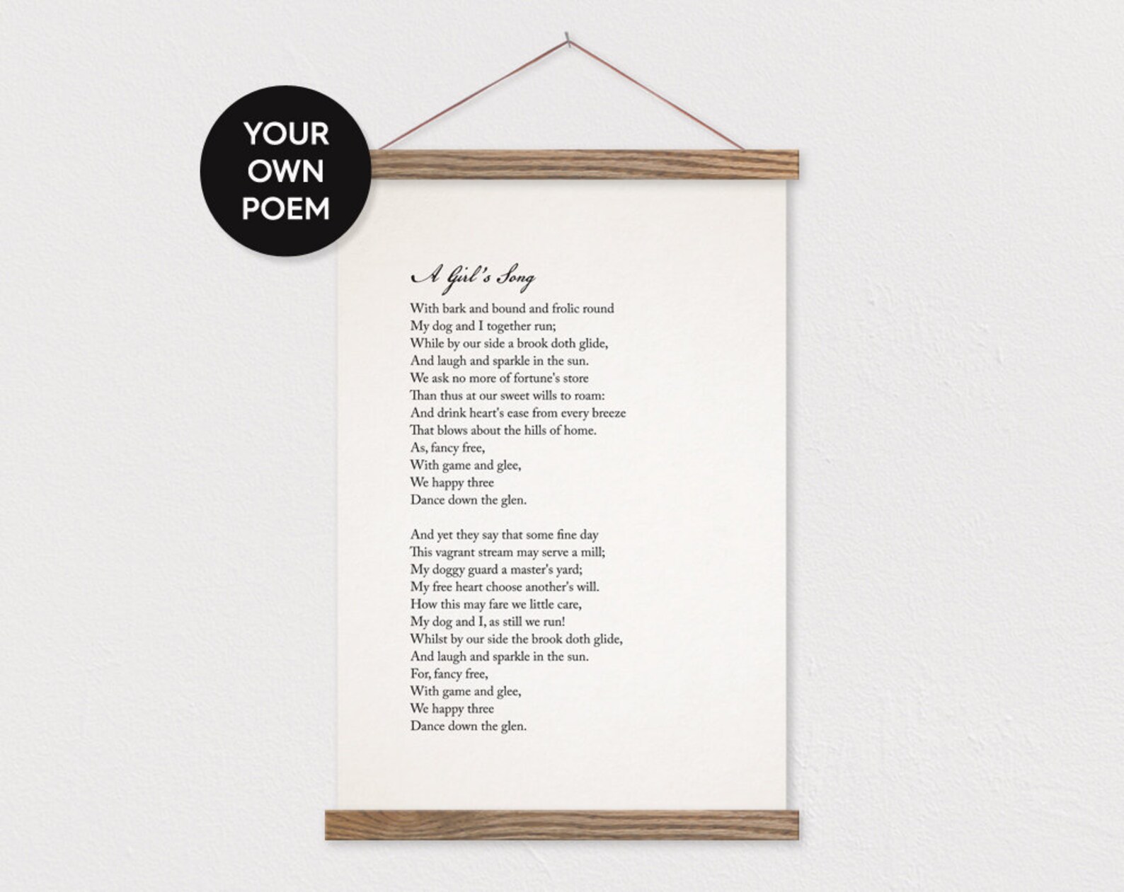 Custom Poem Art Print on Canvas With Hanger Frames Your Own Text or Pix ...