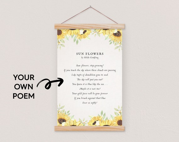 Sunflower Watercolor Wall Hanging Custom Sunflower Poem - Etsy