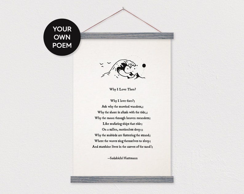 Custom Poem With Ocean Wave Art Canvas With Hanger Frame - Etsy