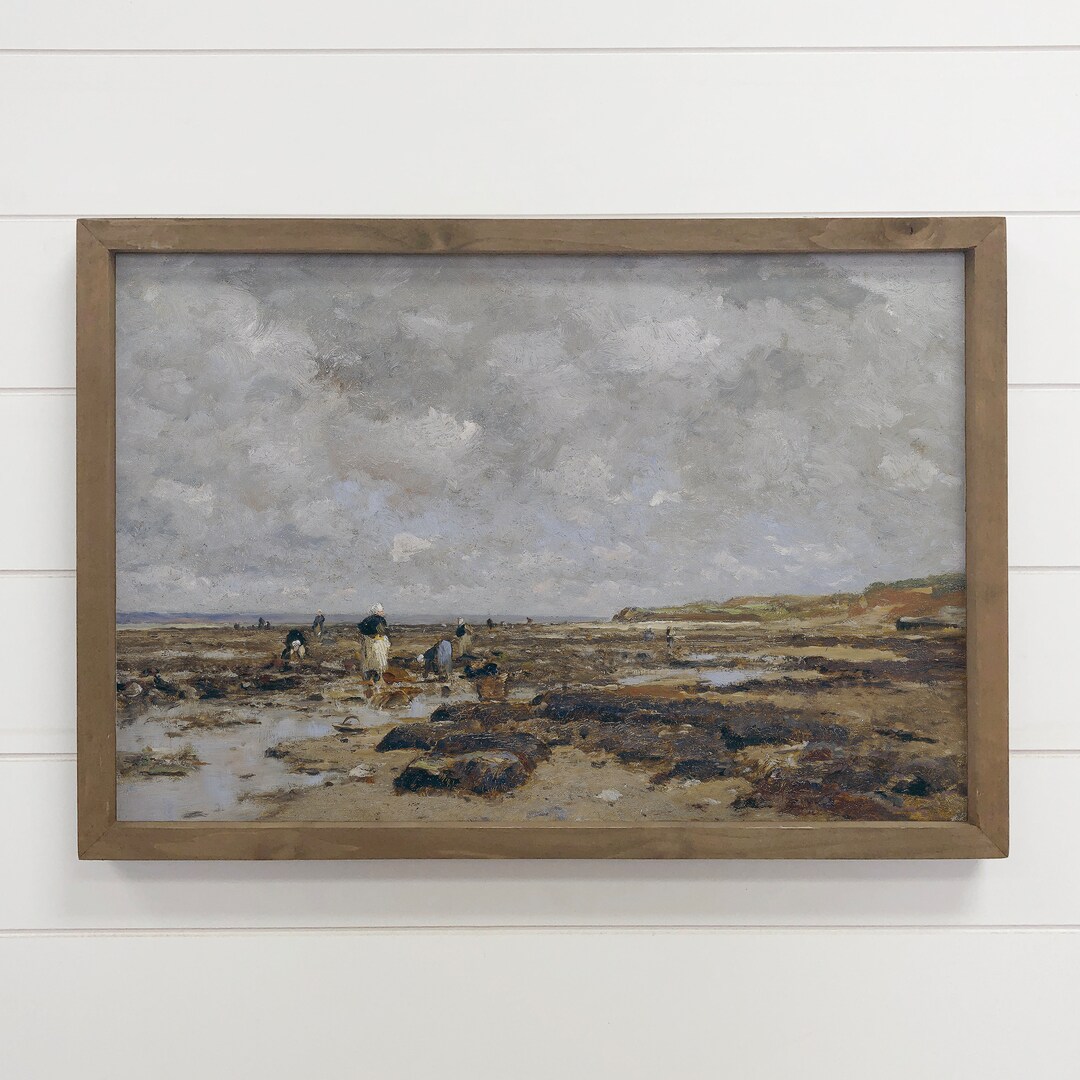 Clam Diggers Vintage Painting - Nature Canvas Art - Framed - Etsy