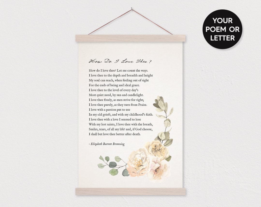 Watercolor Floral Poem Gift - Print Your Poem Wall Hanging - Any Pix or ...