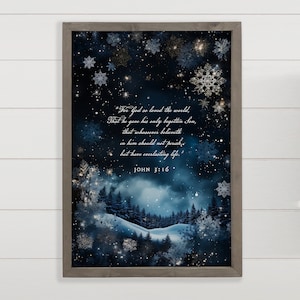 God so Loved the World Winter Scene - Bible Verse Word Art - Etsy