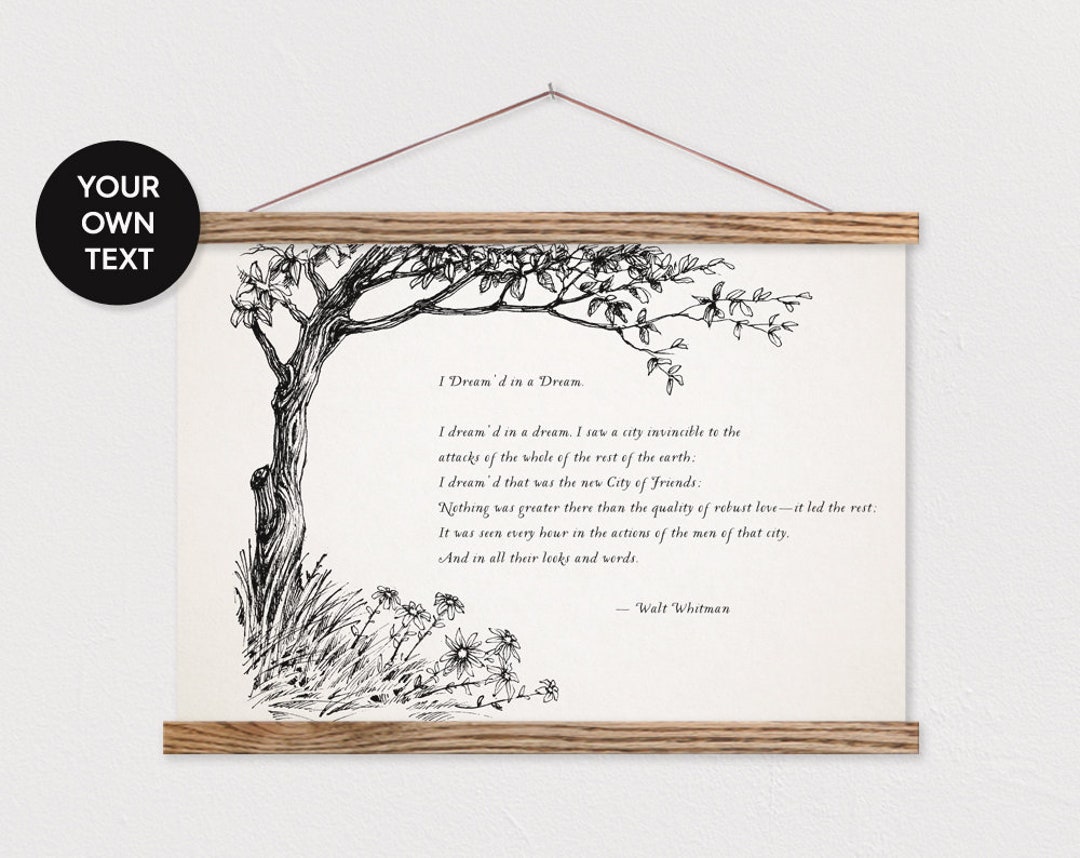 Custom Poem With Tree Drawing - Any Pix or Text - Printed on Canvas ...