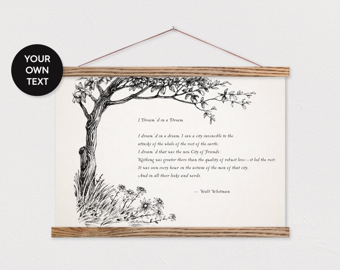Custom Poem With Tree Drawing Any Pix or Text Printed on - Etsy