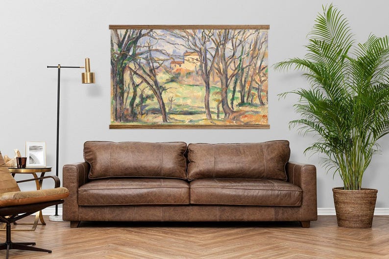 Rae Parish Trees Painting Tapestry by Paul Cezanne- Watercolor Canvas ...