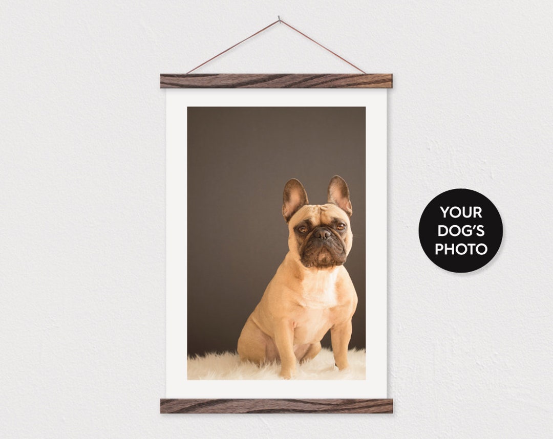 Your Own Dog Photo Portrait Printed on Canvas With Wood Magnetic Poster ...