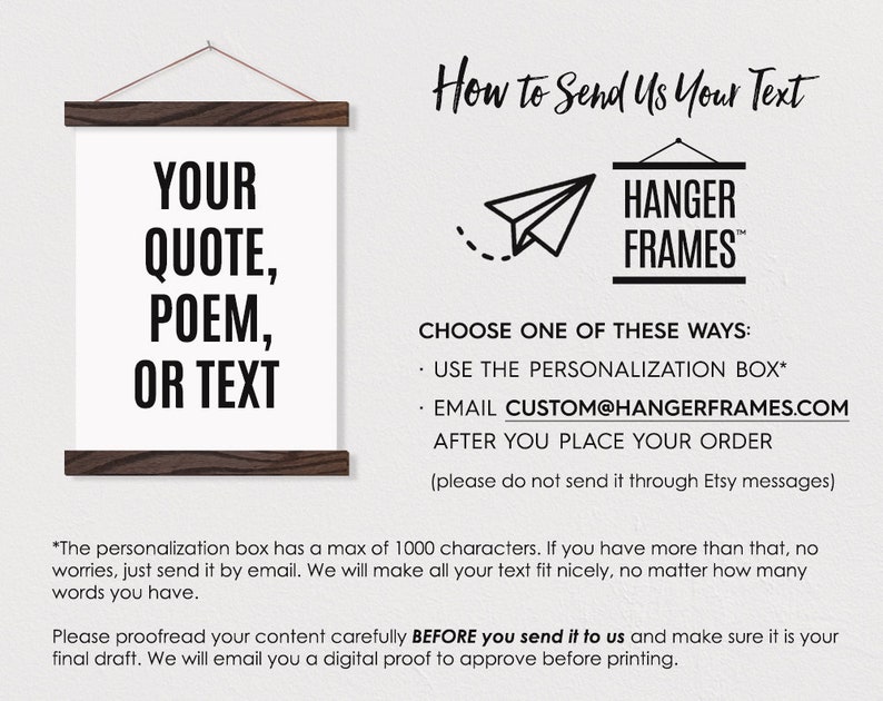 Custom Poem Art Print on Canvas With Hanger Frames Your Own - Etsy