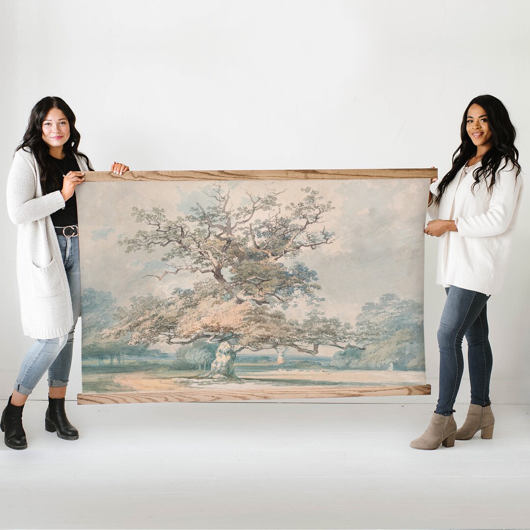 Large Oak Tree- Large Hanging Canvas Tapestry With Wood Frame - Etsy