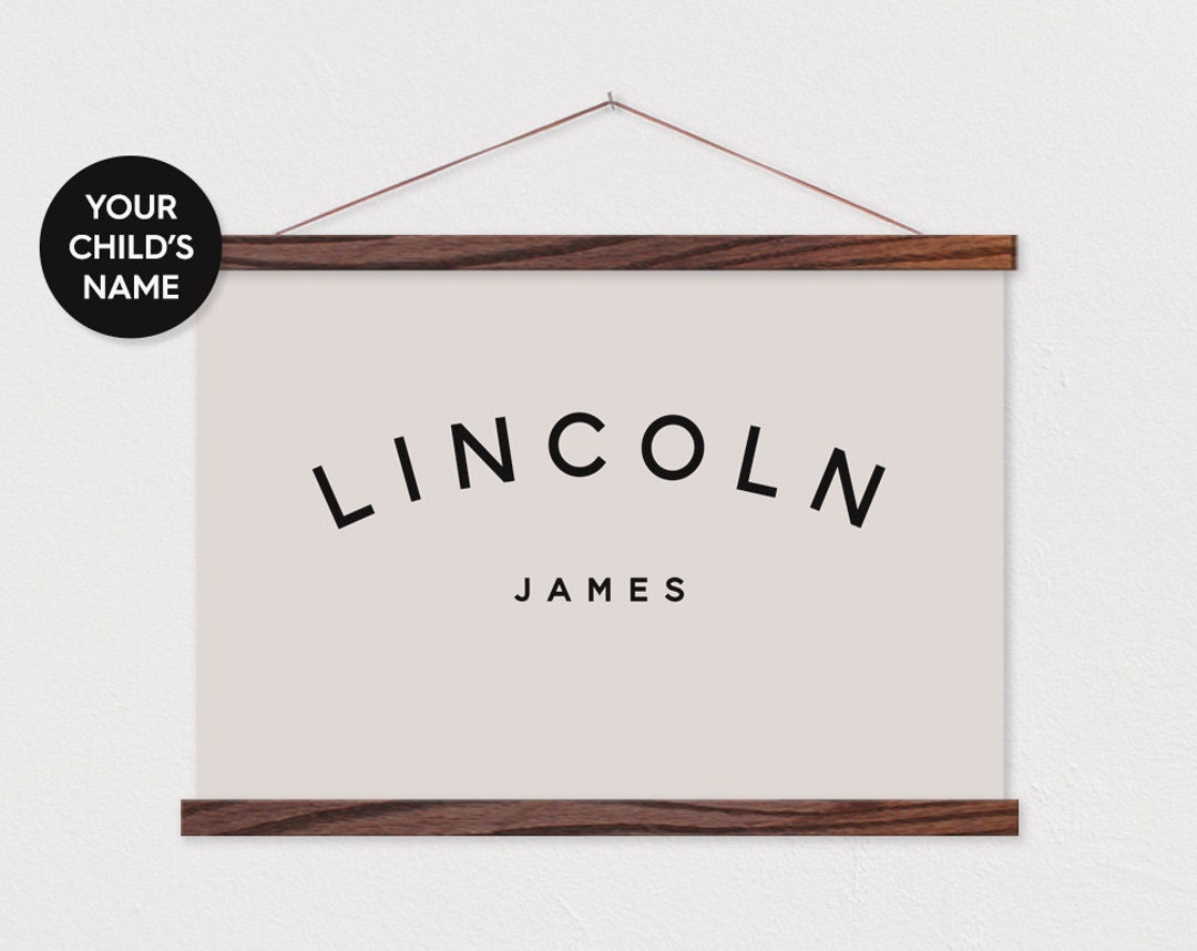 Custom Name Flag - Baby Name or Kid's Name - Printed Canvas Hanger ...