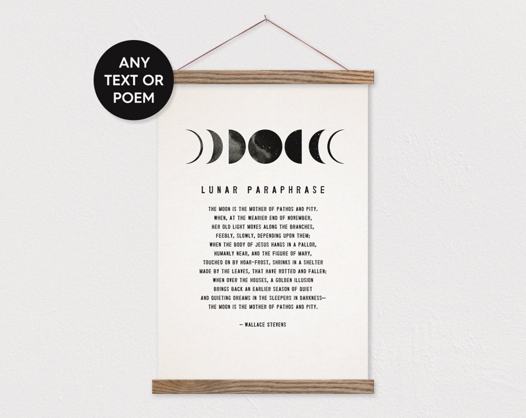 Any Poem - Moon Phases Artwork on Canvas With Frame - Any Pix or Text ...