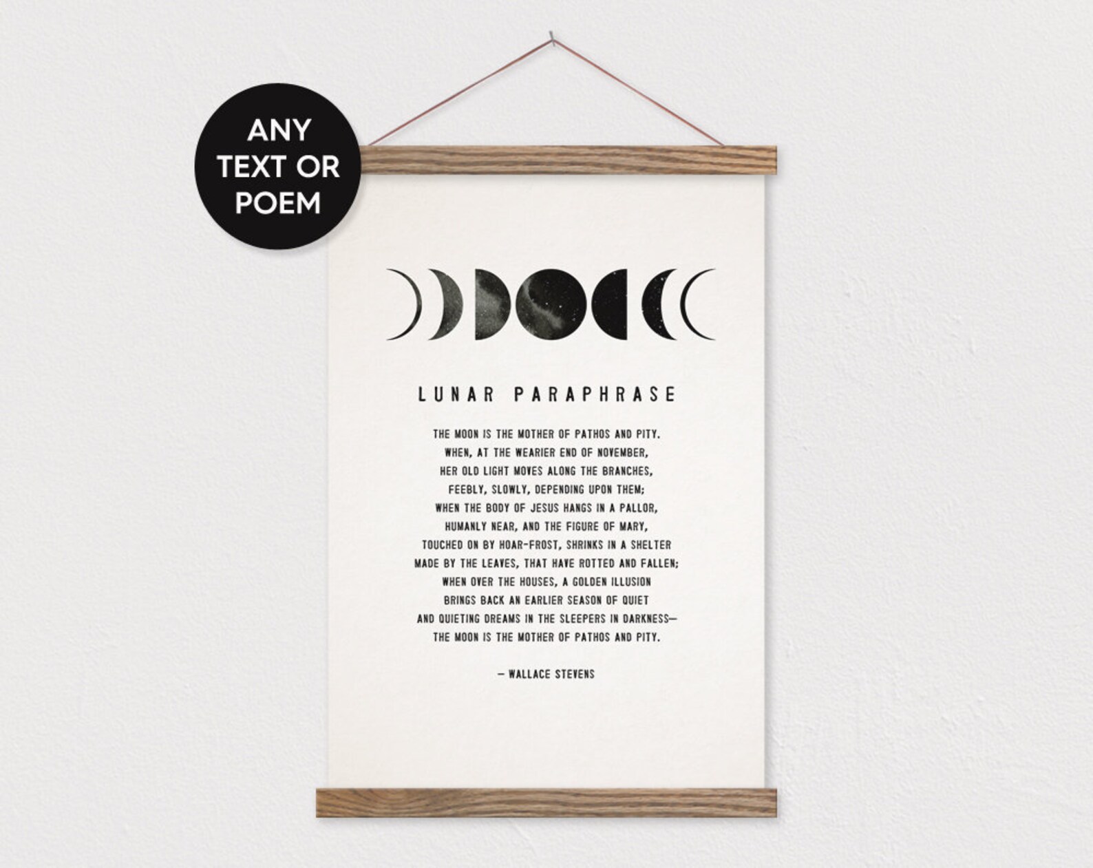 Any Poem Moon Phases Artwork on Canvas With Frame Any Pix - Etsy