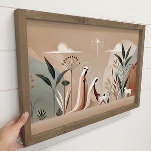 Modern Boho Christmas Nativity Plants - Nativity Canvas Art - Etsy