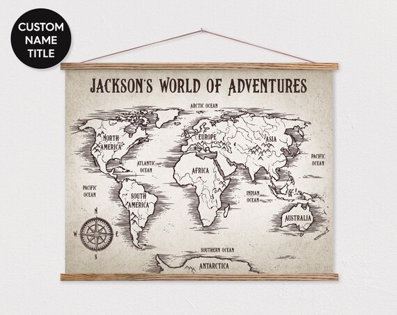 LARGE 36x48 Custom World Map on Canvas With Wood Frame | Etsy