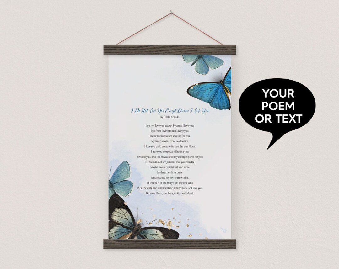 Butterfly Poem Wall Art - Blue Butterfly Custom Wall Hanging - Custom ...