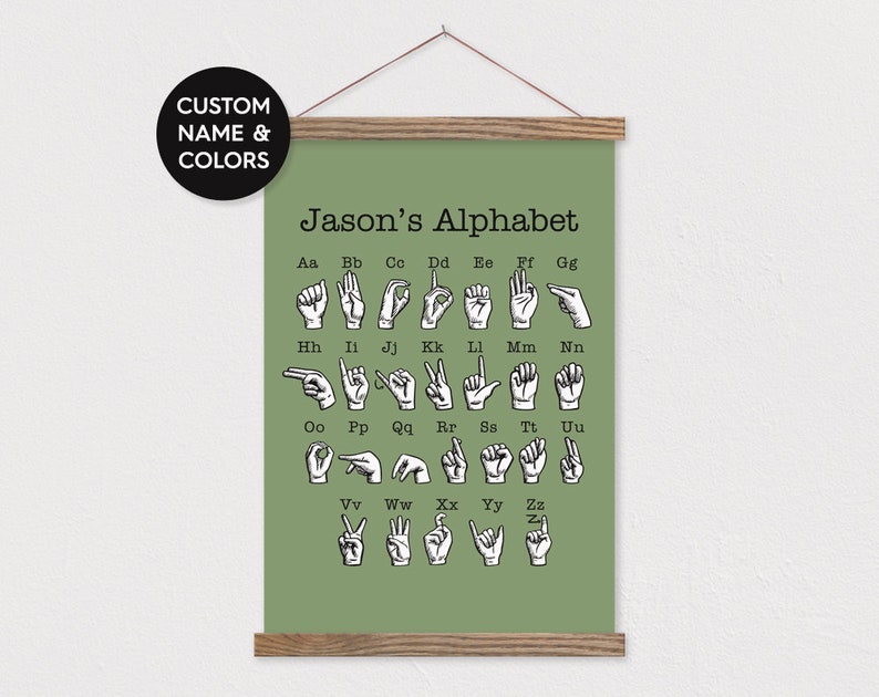 Sign Language Alphabet Chart Customize With Name & Favorite - Etsy