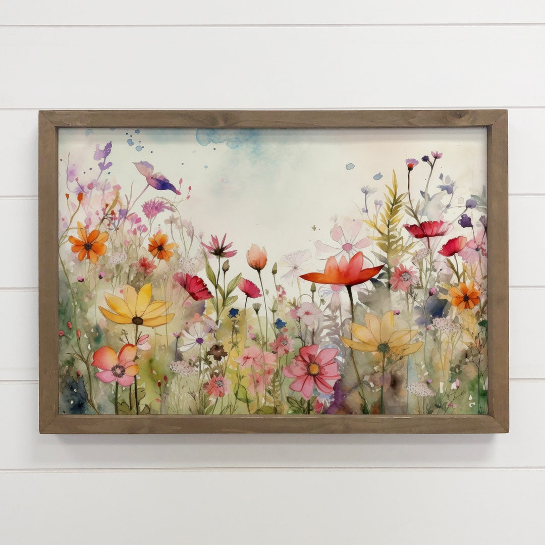 Wildflowers Watercolor - Framed Nature Decor - Farmhouse Art - Etsy