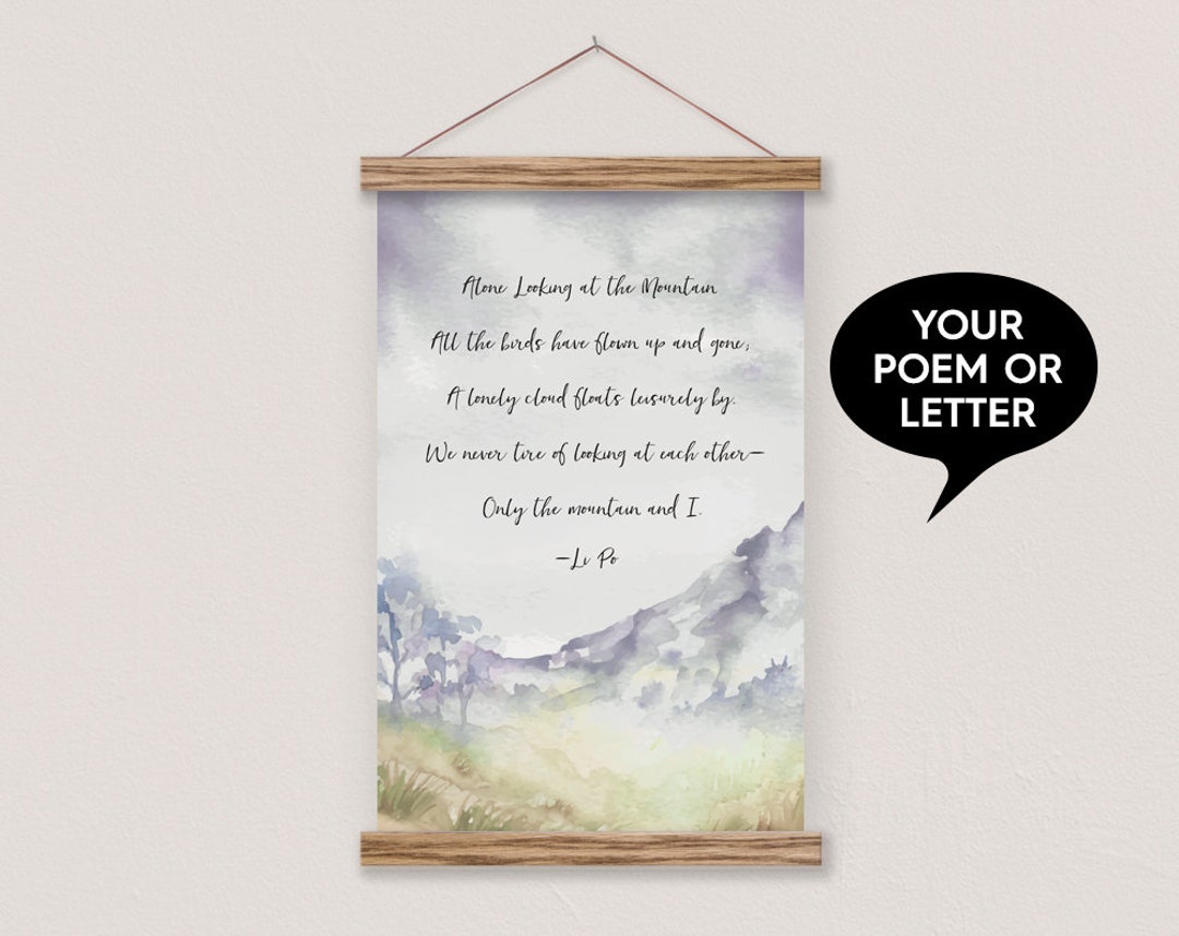 Your Poem or Quote - Valley Mountains Watercolor - Hanging Canvas With ...