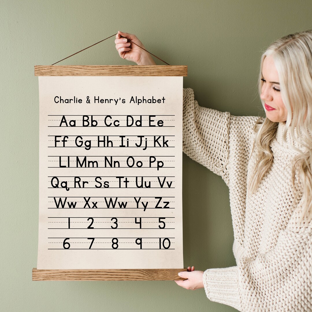 Custom Alphabet Handwriting Chart - Includes Canvas & Wood Frame - Etsy