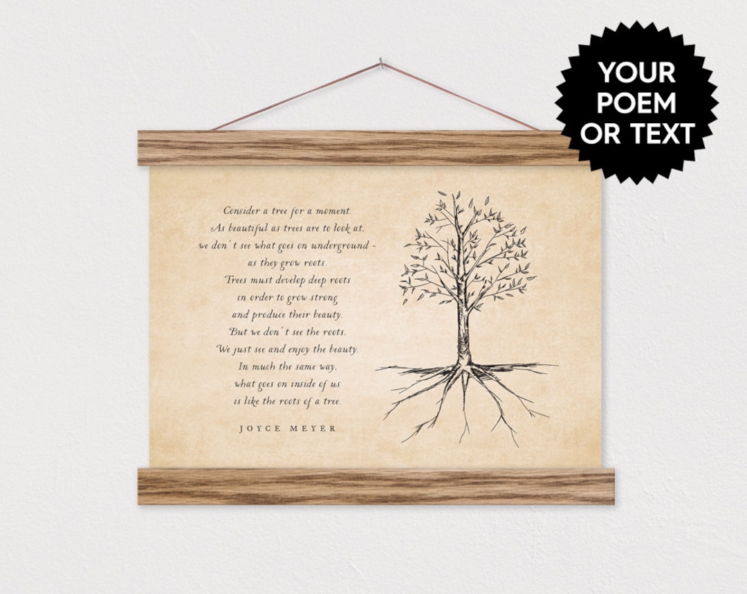 Tree Roots Poem - Hanging Canvas Art With Wood Frame Art-pix - Etsy
