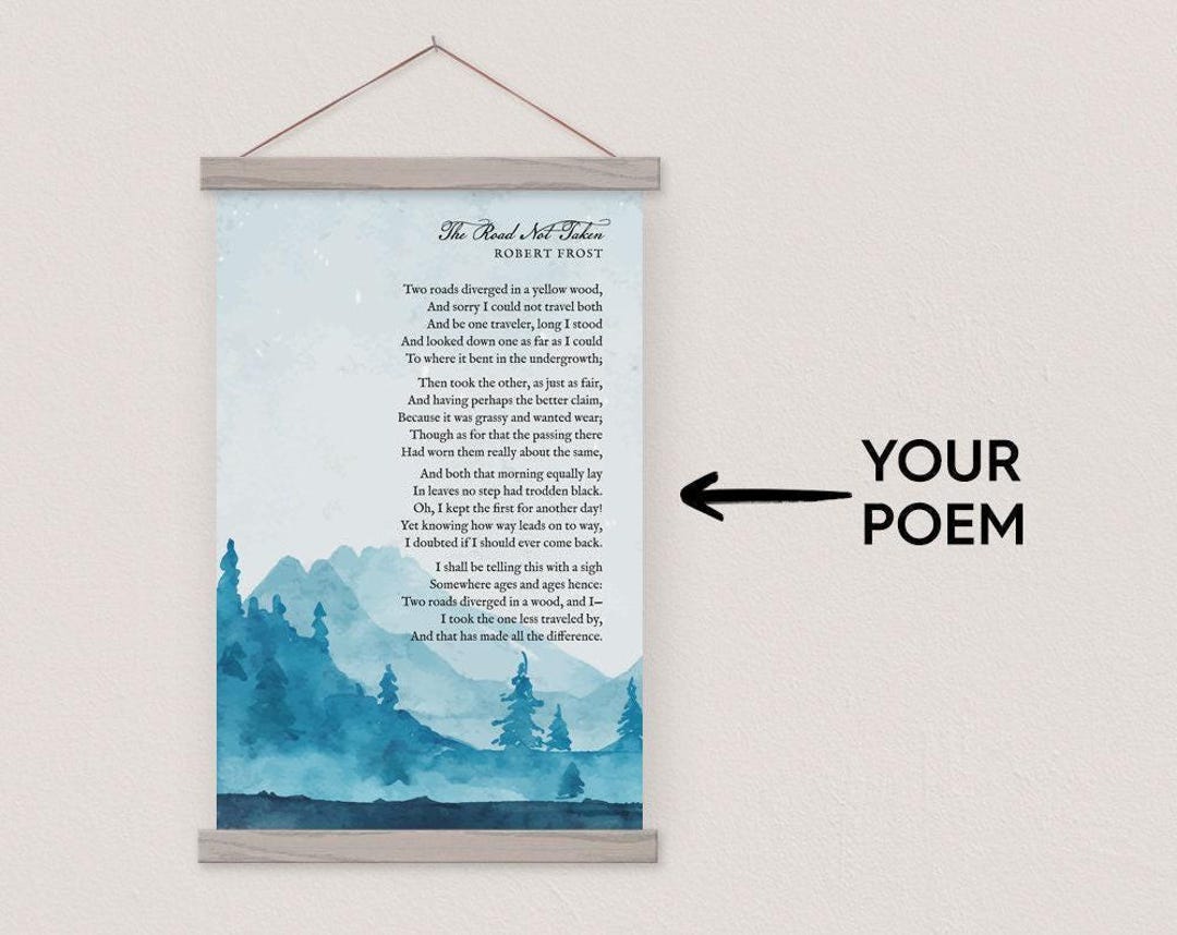 Your Own Poem Printed With Blue Mountainside Background on Canvas With ...