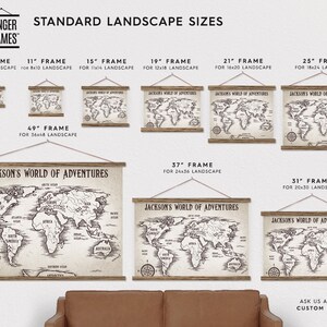 LARGE 36x48" Custom World Map on Canvas With Wood Frame - Kids ...