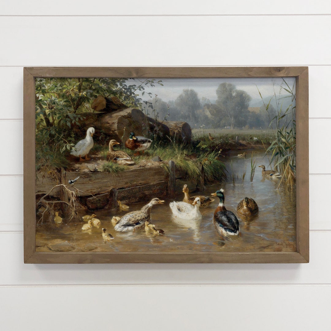 Vintage German Duck Painting - Duck Canvas Art - Wood Framed - Etsy