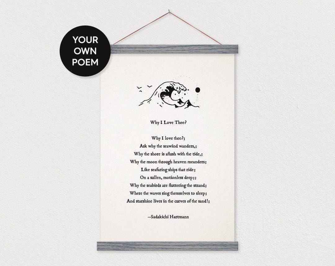 Custom Poem With Ocean Wave Art - Canvas With Hanger Frame With Any ...