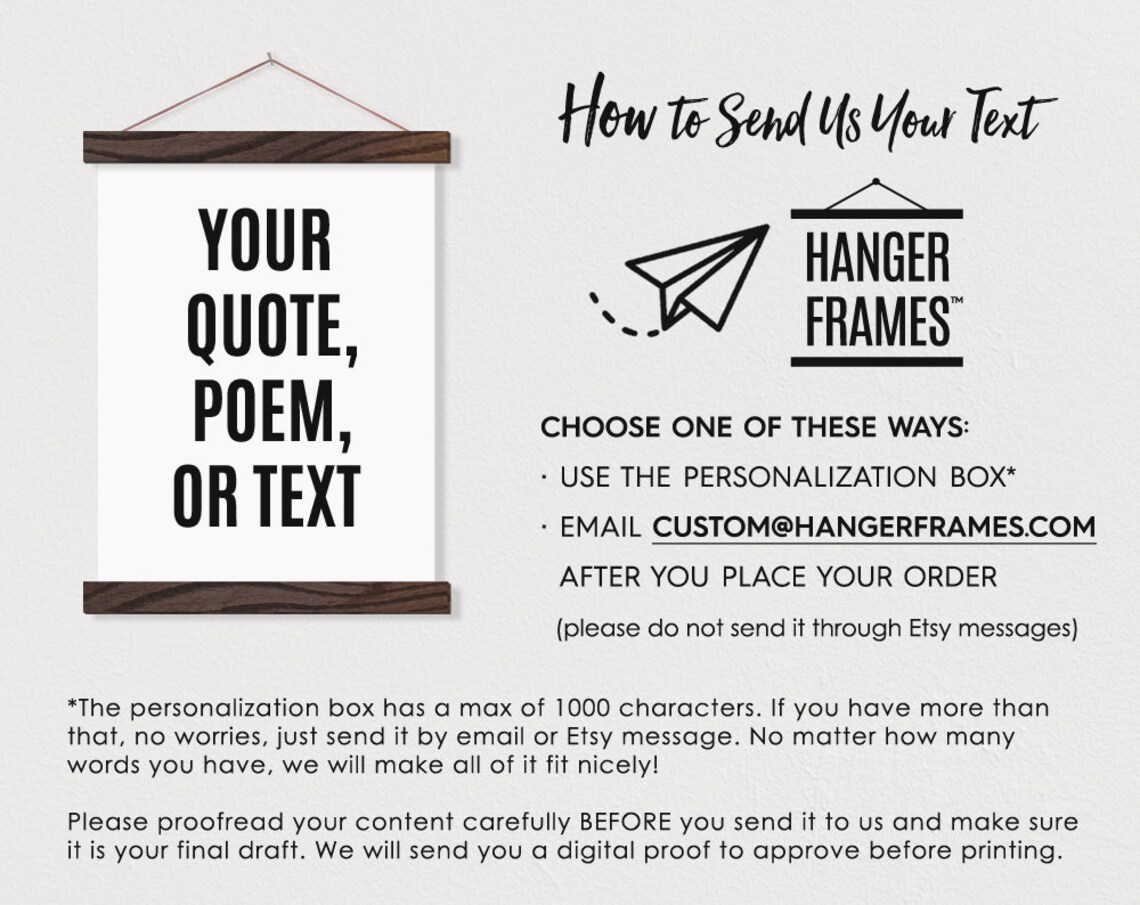 Custom Story Page or Poem Printed on Canvas with Hanger Frame | Etsy