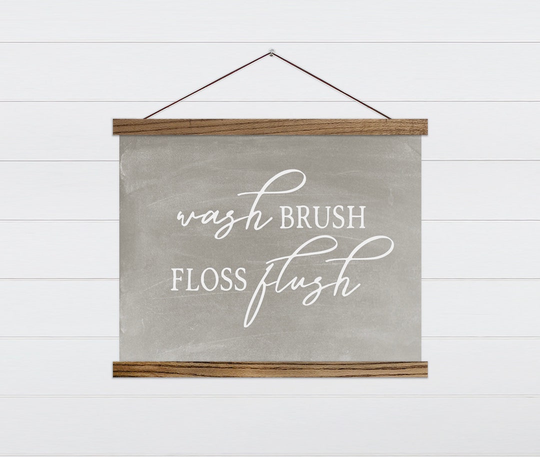 Wash Brush Floss Flush Word Wall Art - Farmhouse Word Art - Rustic ...