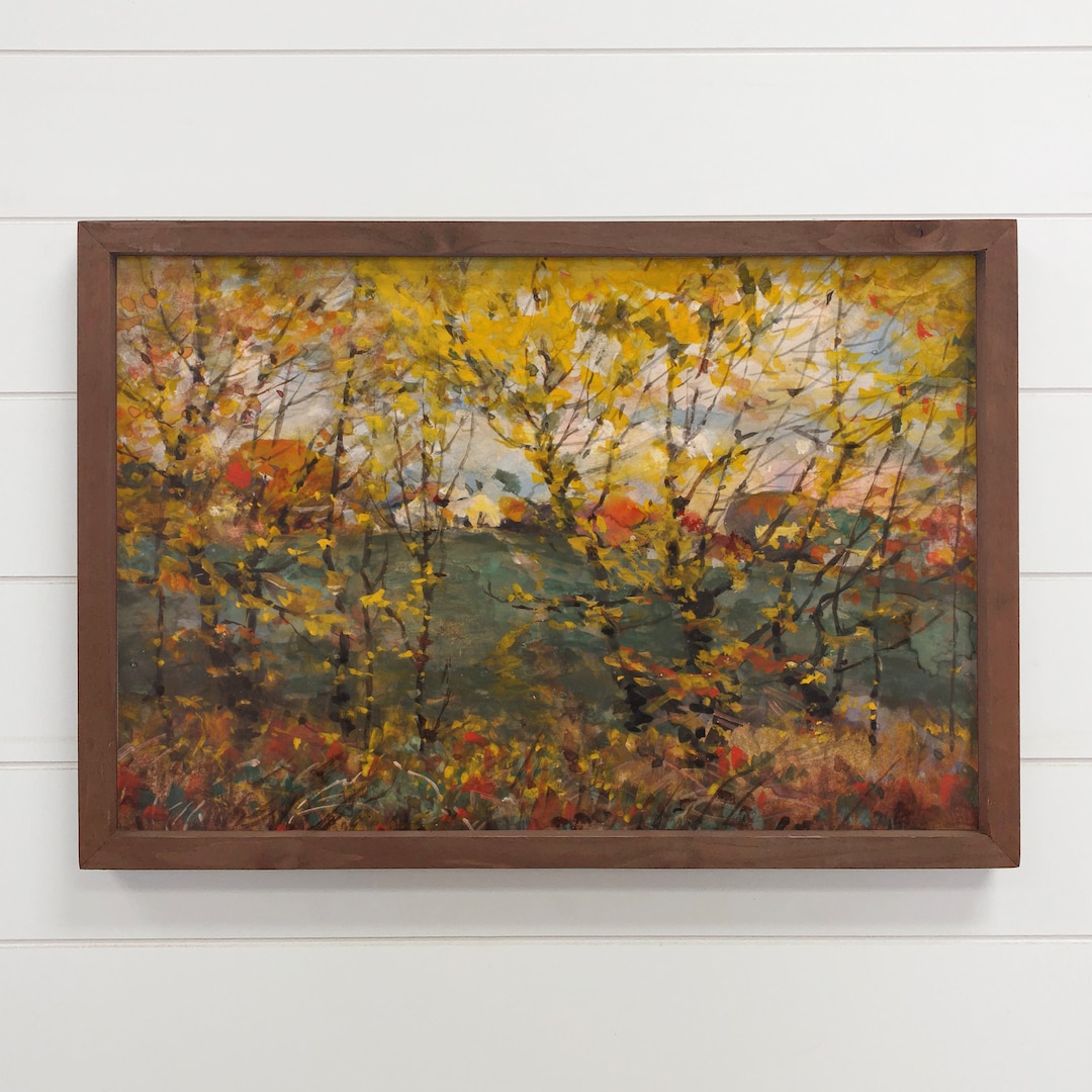 Fall Oaks - Framed Nature Art - Lake House Wall Décor - Etsy