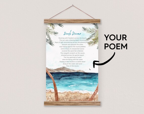 Beach Poem Wall Art Beach Watercolor Wall Hanging Beach - Etsy