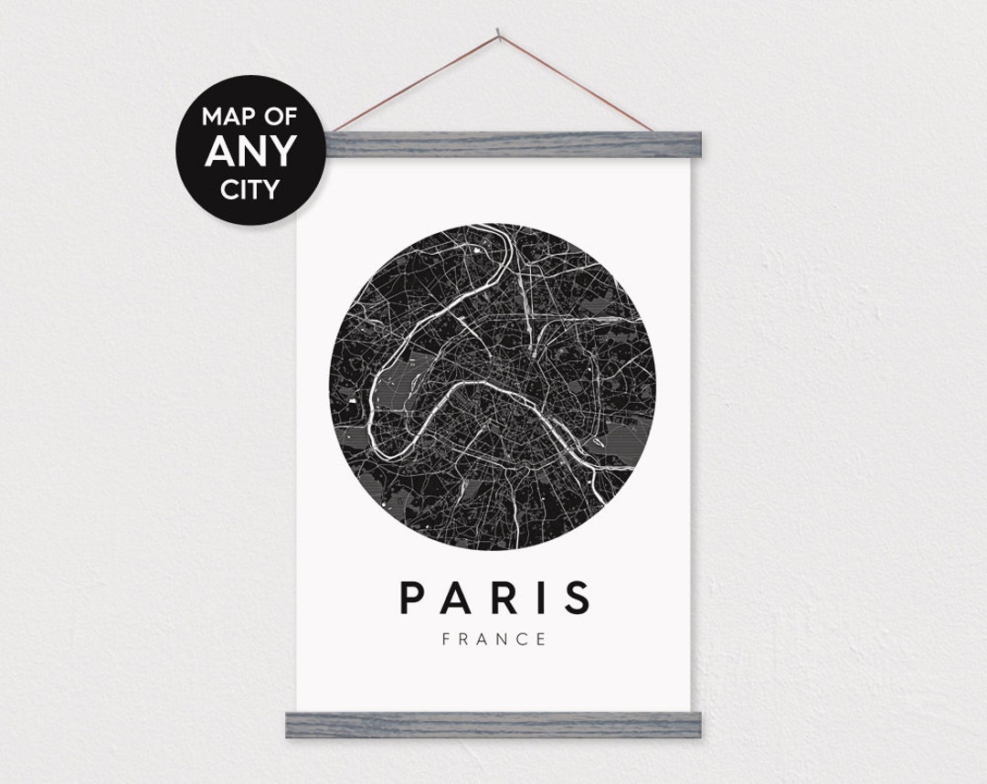 Custom Circle City Map- Canvas Poster With Hanger Frames - Wooden ...