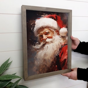 Father Christmas Santa Painting - Vintage Holiday Canvas Art - Etsy