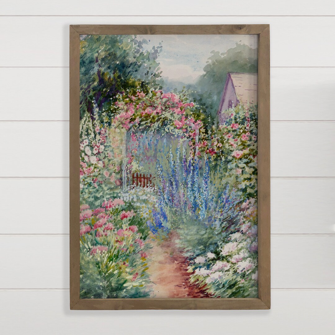 Flower Garden Home - Flower Garden Canvas Art - Wood Framed - Etsy