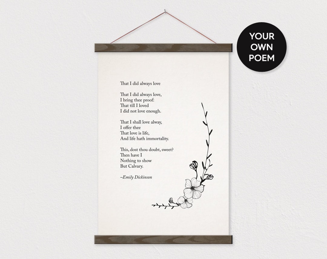 Custom Flower Poem Art Print on Canvas With Hanger Frames - Any Words ...