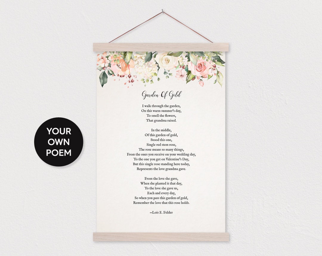 Custom Flower Garden Poem Art Print With Any Text or Pix on Canvas With ...