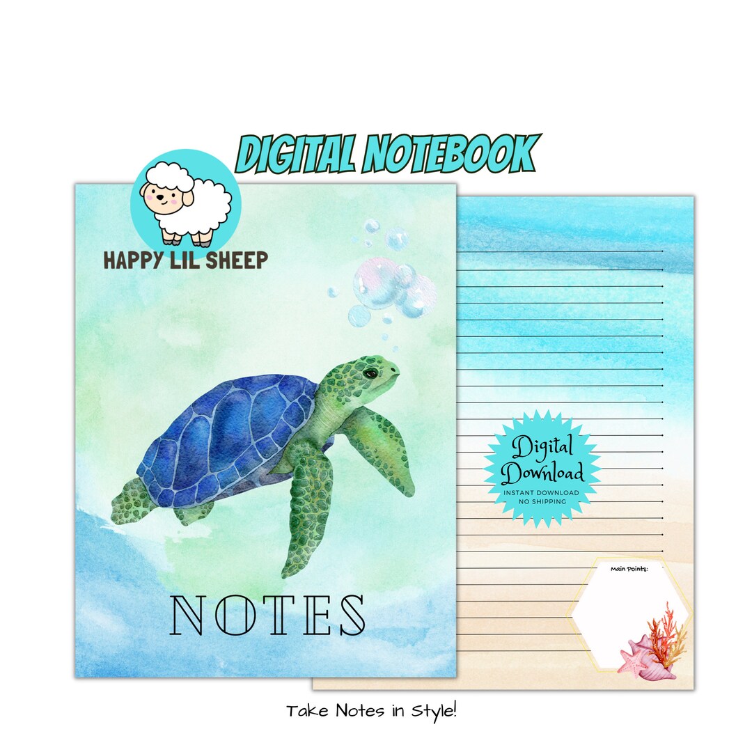 Beach Themed Notebook PDF File Digital Notes - Etsy