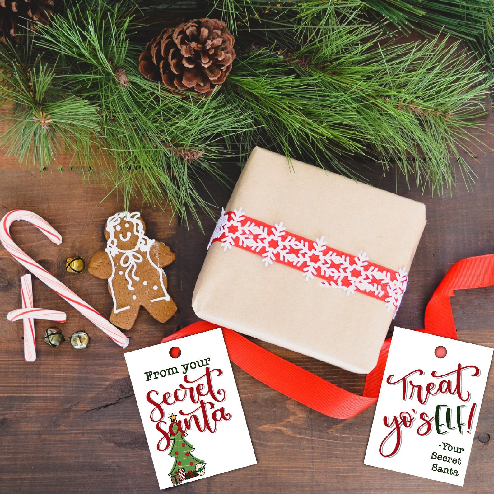 PRINTABLE Secret Santa Gift Tags Set of 8 2.5x3.5 Tags Instant Download ...