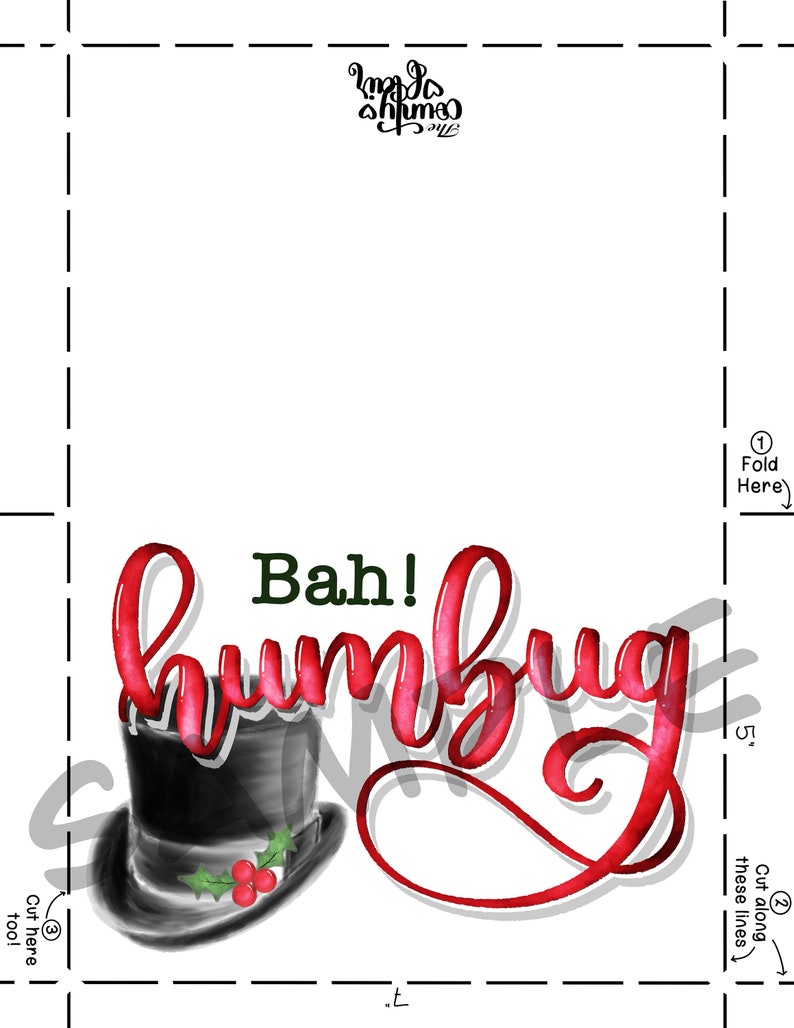PRINTABLE Christmas Card | 5x7 | Bah Humbug - Instant Download PDF - Etsy