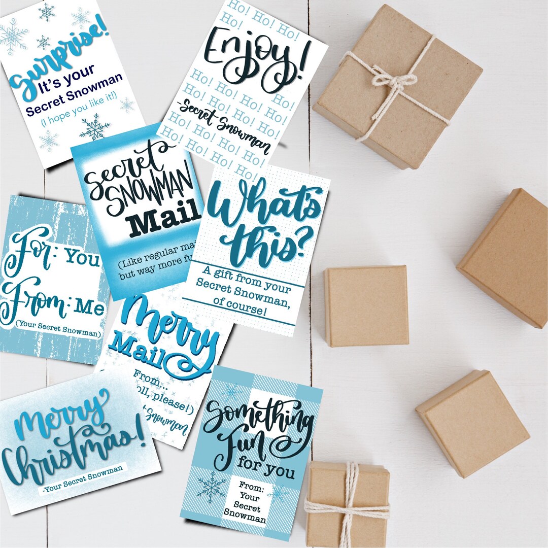 PRINTABLE Secret Snowman Gift Tags | Blue Theme | Set of 8 | 2.5x3.5 ...