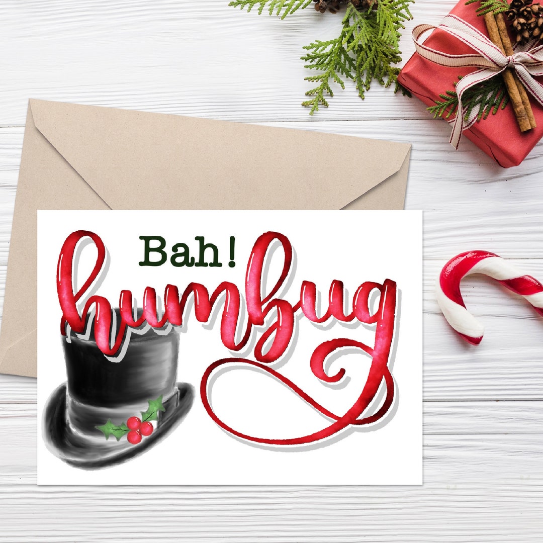 PRINTABLE Christmas Card | 5x7 | Bah Humbug - Instant Download PDF - Etsy