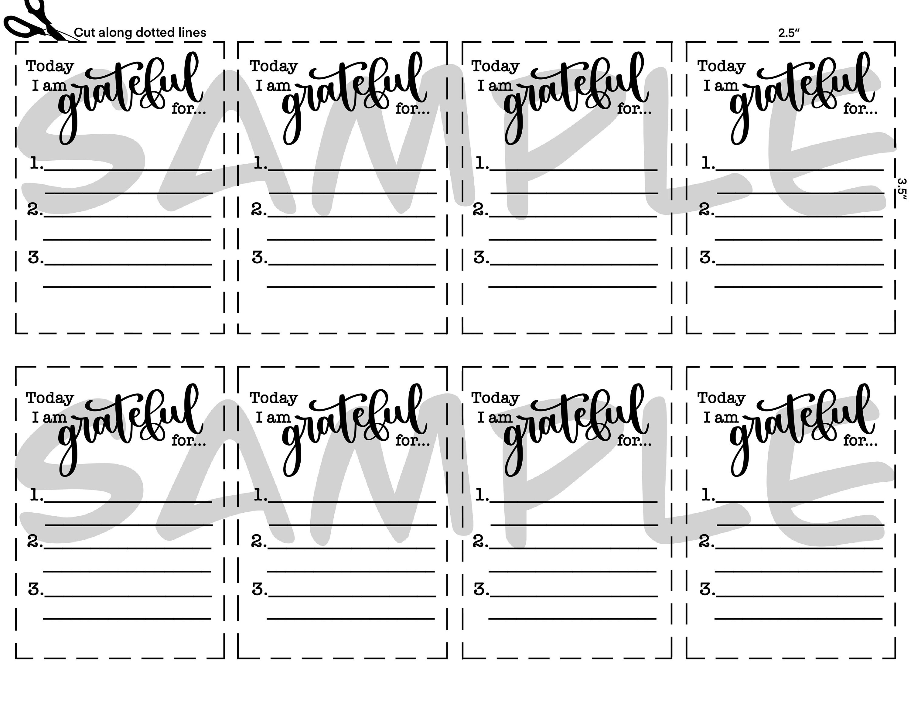 PRINTABLE Gratitude Cards | Today I Am Grateful For... | 2.5x3.5 ...