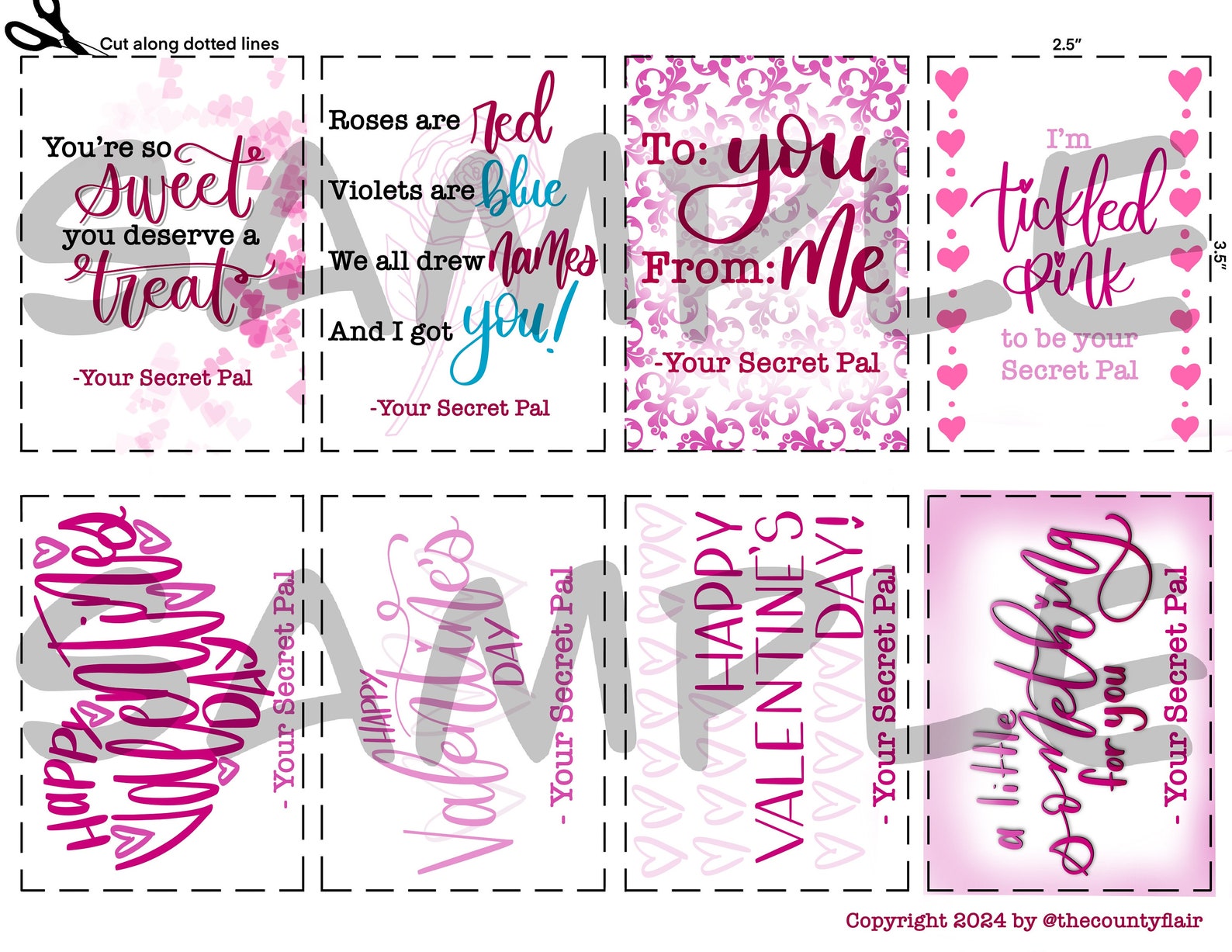 NEW! PRINTABLE Secret Pal Gift Tags | Valentine Theme | Set of 8 | 2 ...