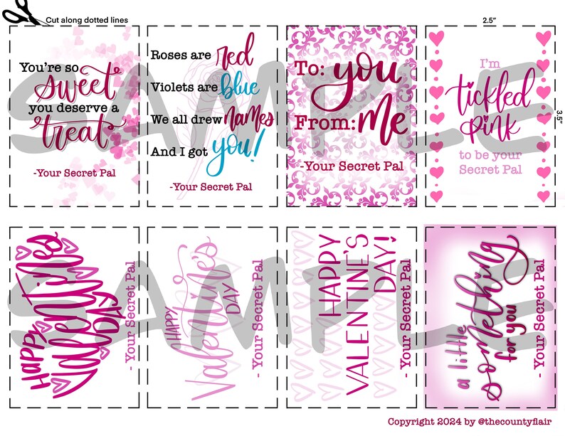 NEW! PRINTABLE Secret Pal Gift Tags | Valentine Theme | Set of 8 | 2 ...