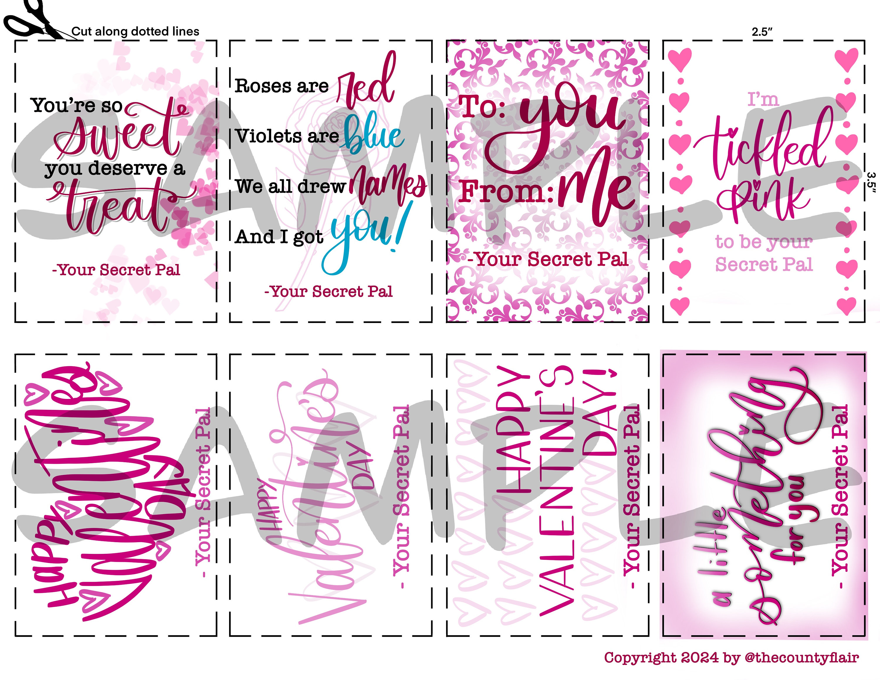 NEW! PRINTABLE Secret Pal Gift Tags | Valentine Theme | Set of 8 | 2 ...