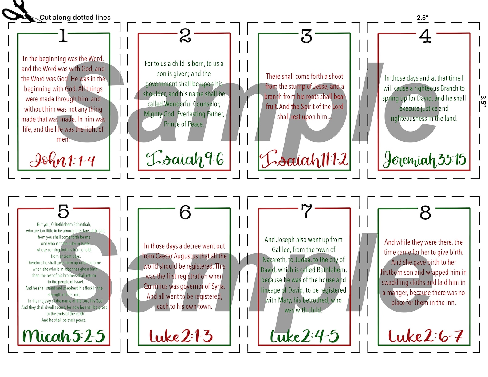 PRINTABLE Bible Verse Advent Cards | ESV | 2.5x3.5” | Christmas ...